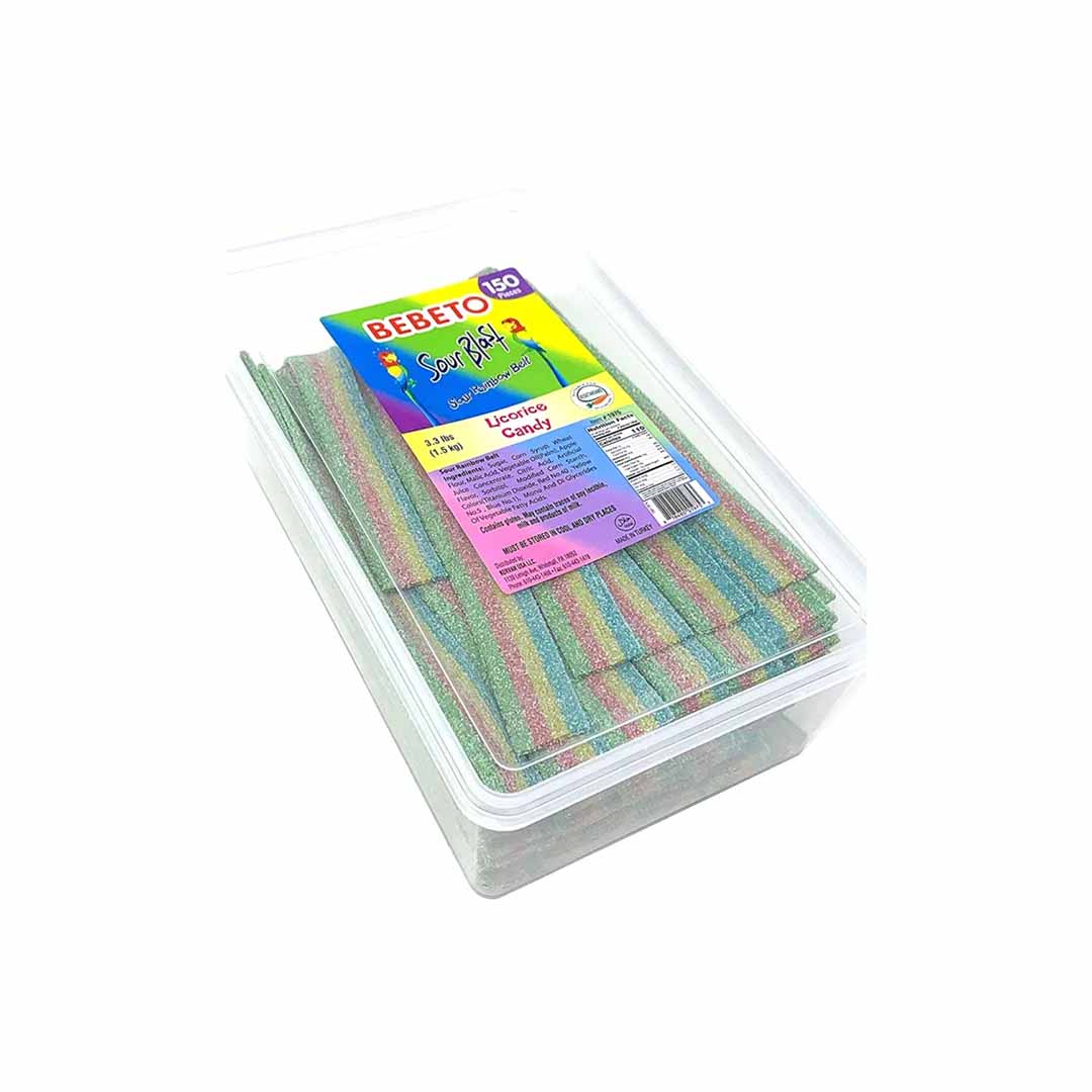 BEBETO Sour Blast Rainbow Belts 1.5kg Pack | Snack Circus INC